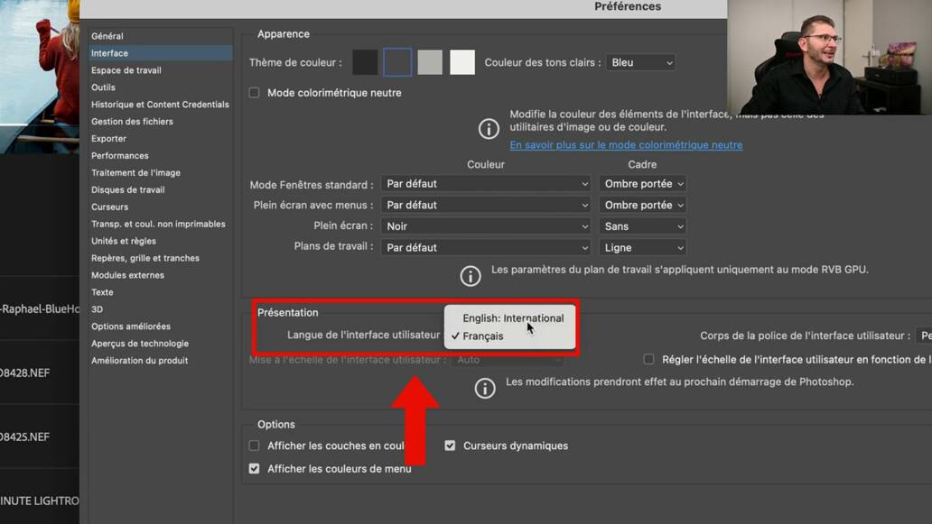 Comment changer la langue de Photoshop