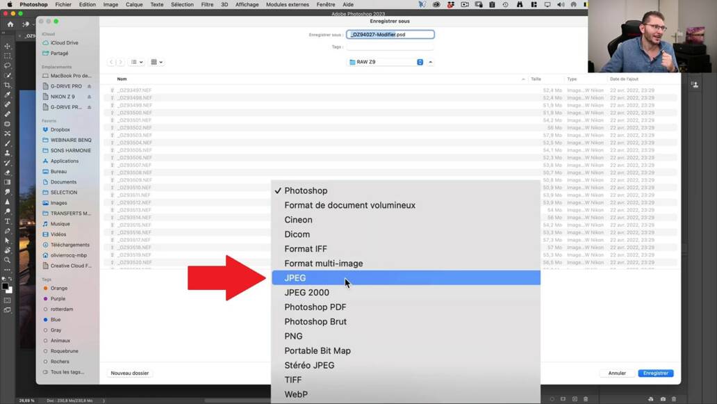 Deux options à activer pour enregistrer en jpeg dans Photoshop