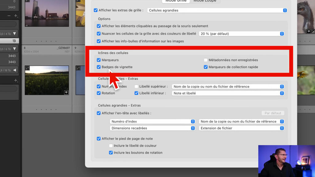 Guide des icônes, badges et marqueurs dans Lightroom